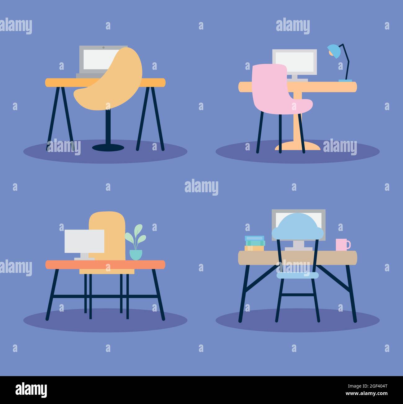 office desks icon set design Stock Vector Image & Art - Alamy