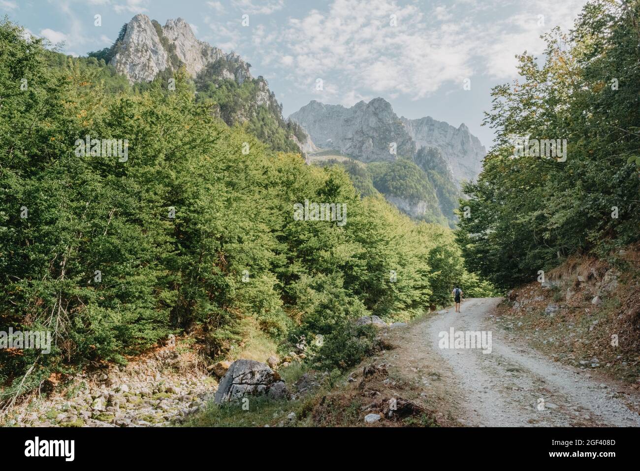 A view of the accursed mountains in the Grebaje Valley. Prokletije ...