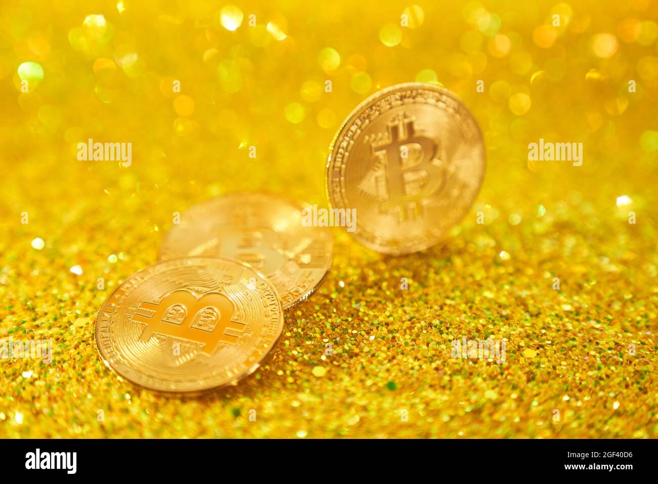 Three bitcoin coins. Cryptocurrency bitcoin is the coin of the future ...