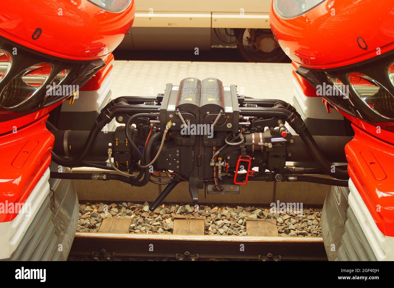 FRANKFURT, GERMANY - Aug 20, 2021: Automatic Scharfenberg coupling of ...