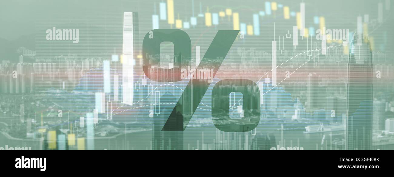 Percentage symbol on a cityscape background. Website Banner Stock Photo ...