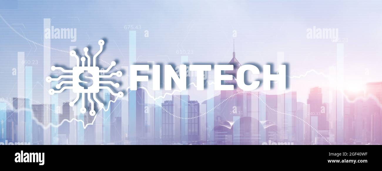 Financial technology concept. Fintech on modern citybackground Stock ...