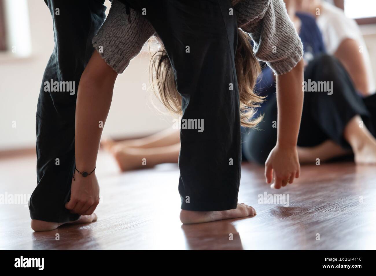 two dancers move in contact improvisation performance Stock Photo - Alamy
