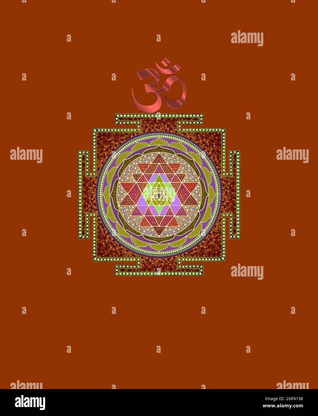 Spiritual background for meditation with sri yantra and om symbol ...