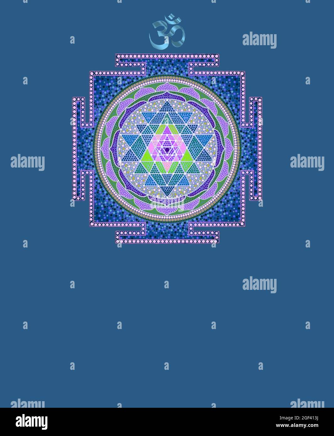 Spiritual background for meditation with sri yantra and om symbol ...