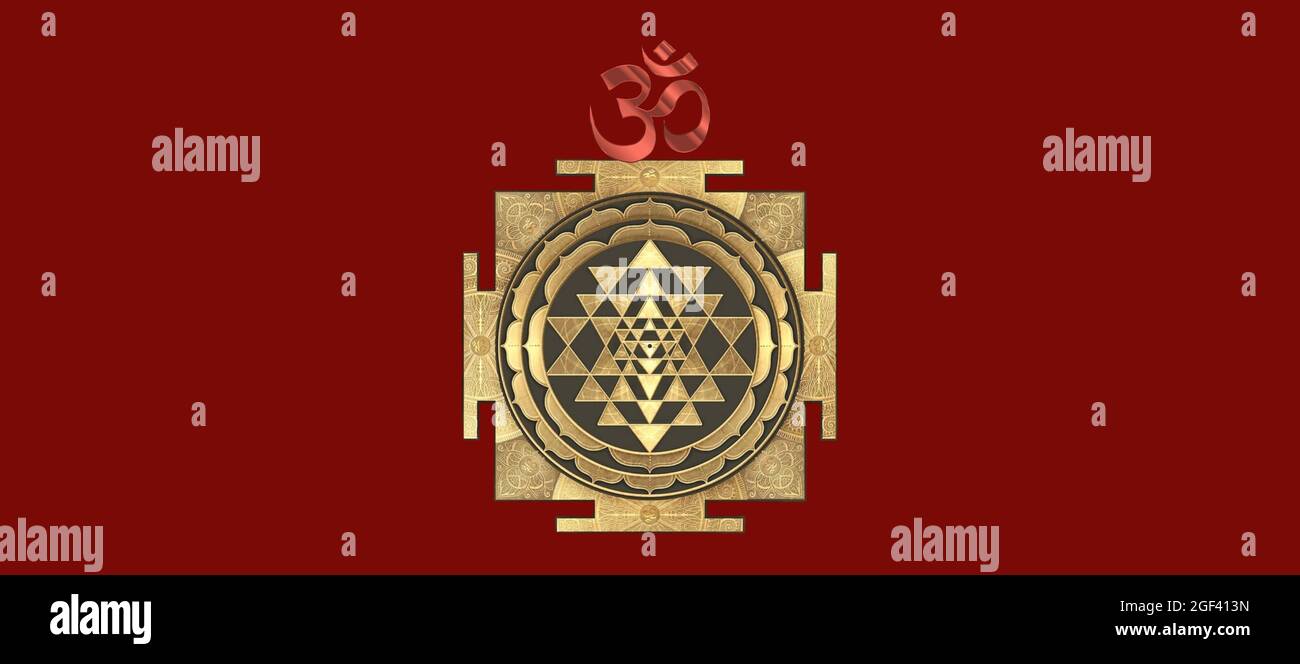 Spiritual background for meditation with sri yantra and om symbol ...