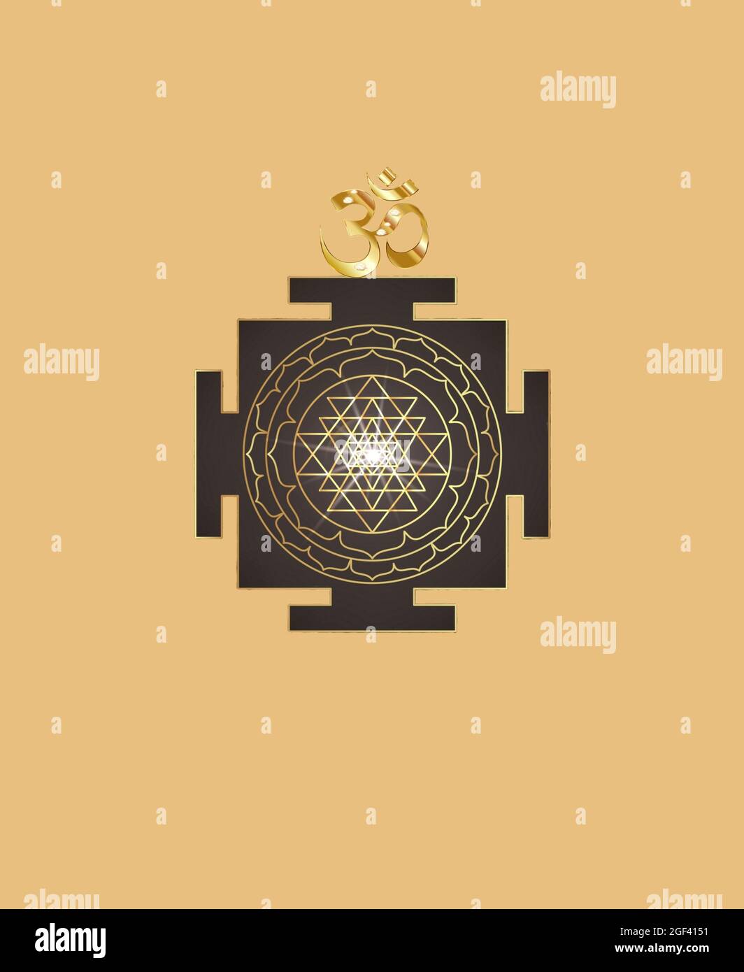 Spiritual background for meditation with sri yantra and om symbol ...