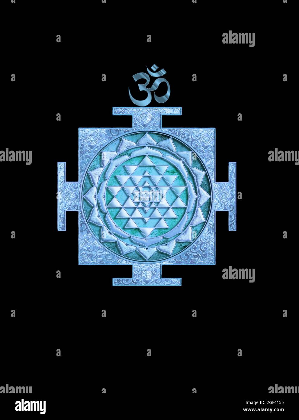 Spiritual background for meditation with sri yantra and om symbol ...