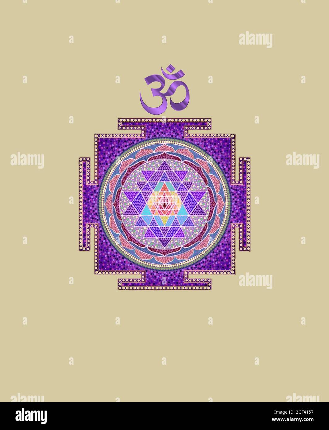 Spiritual background for meditation with sri yantra and om symbol ...