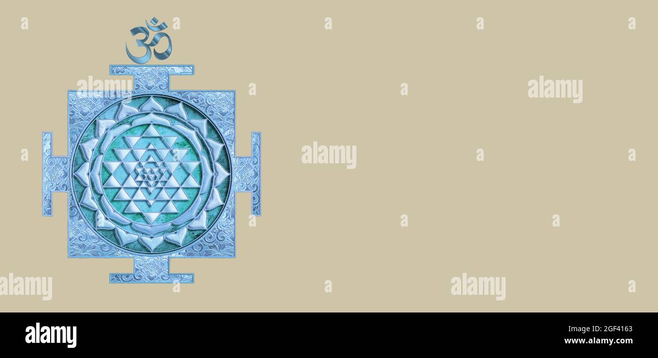 Spiritual background for meditation with sri yantra and om symbol ...