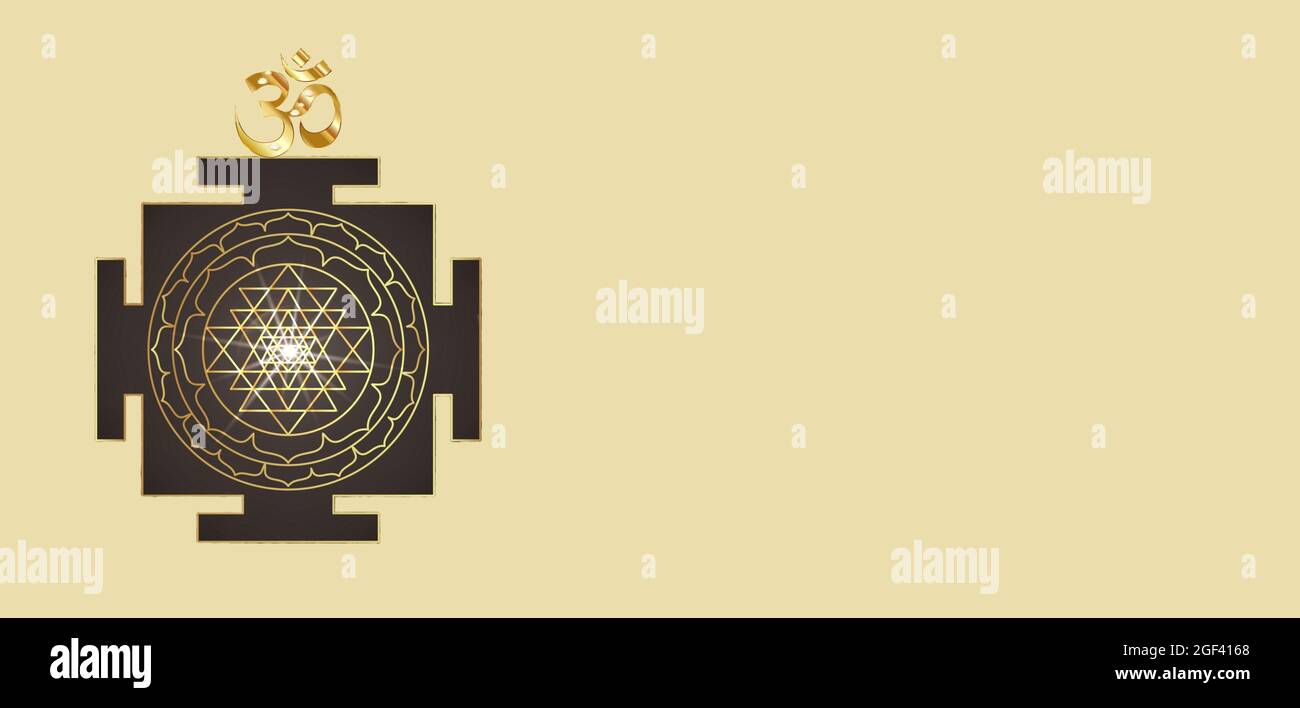 Spiritual background for meditation with sri yantra and om symbol ...