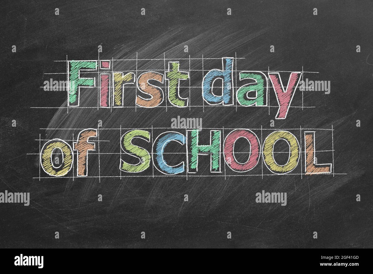 First day of School. Illustration on blackboard Stock Photo - Alamy