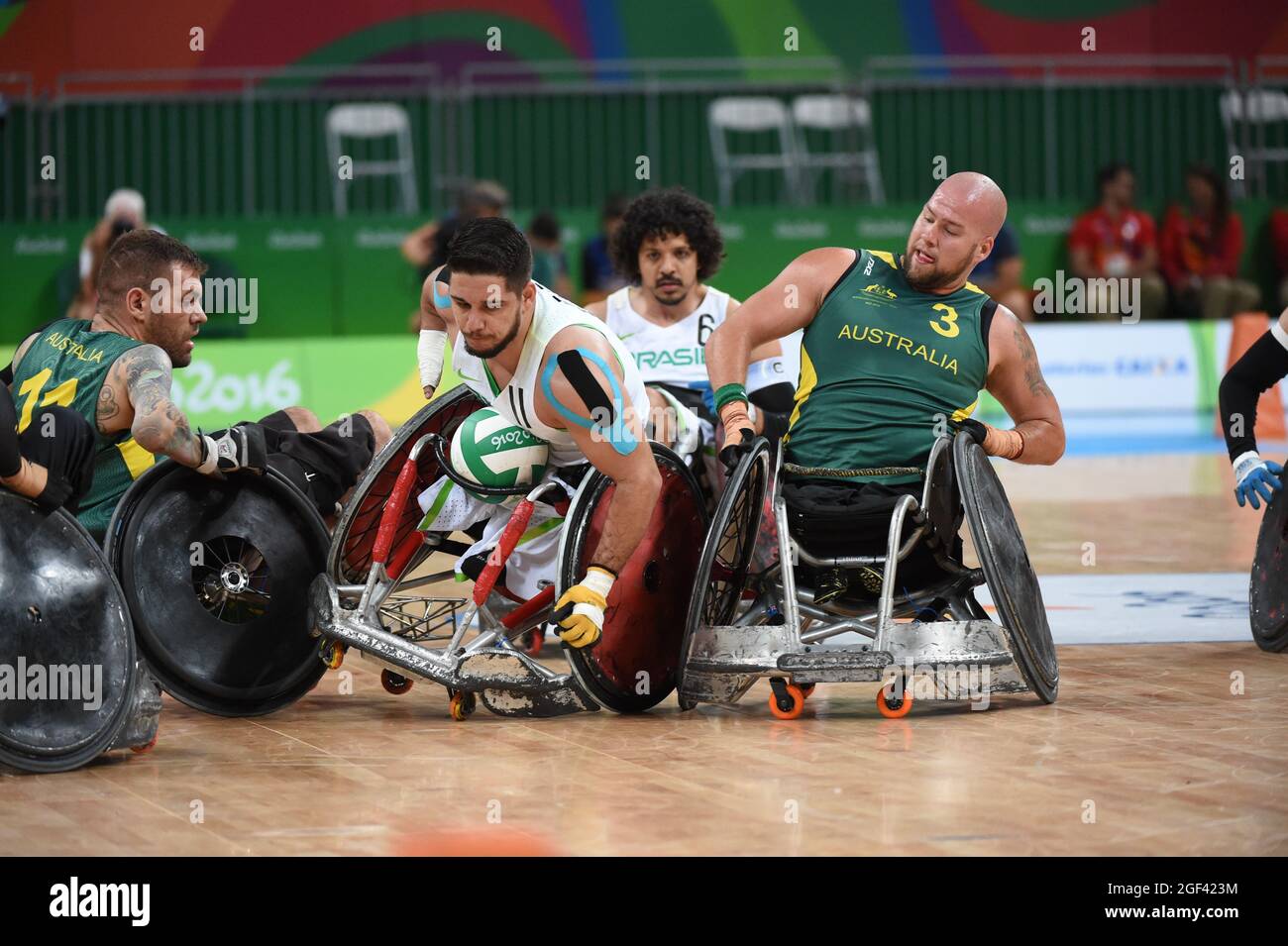 Wheelchair Rugby , between the Brazil x Australia teams , in the ...