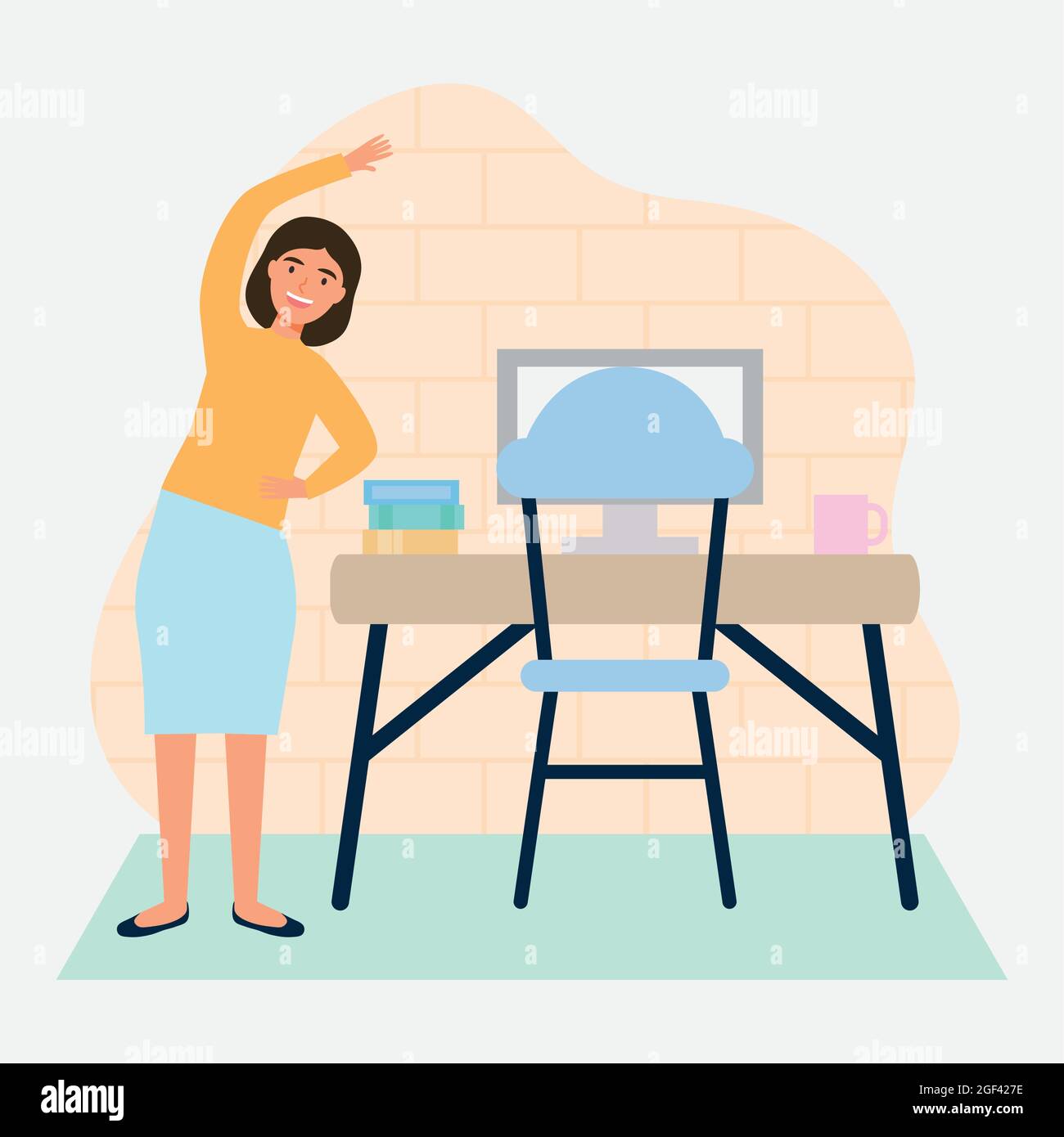 woman doing active breaks in the office Stock Vector Image & Art - Alamy