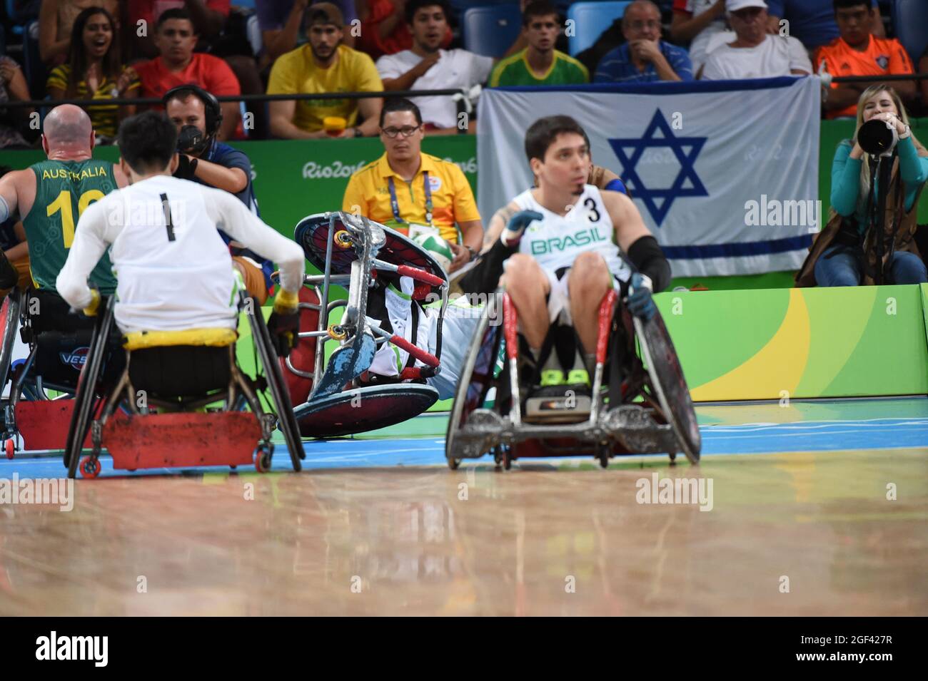Wheelchair Rugby , between the Brazil x Australia teams , in the ...