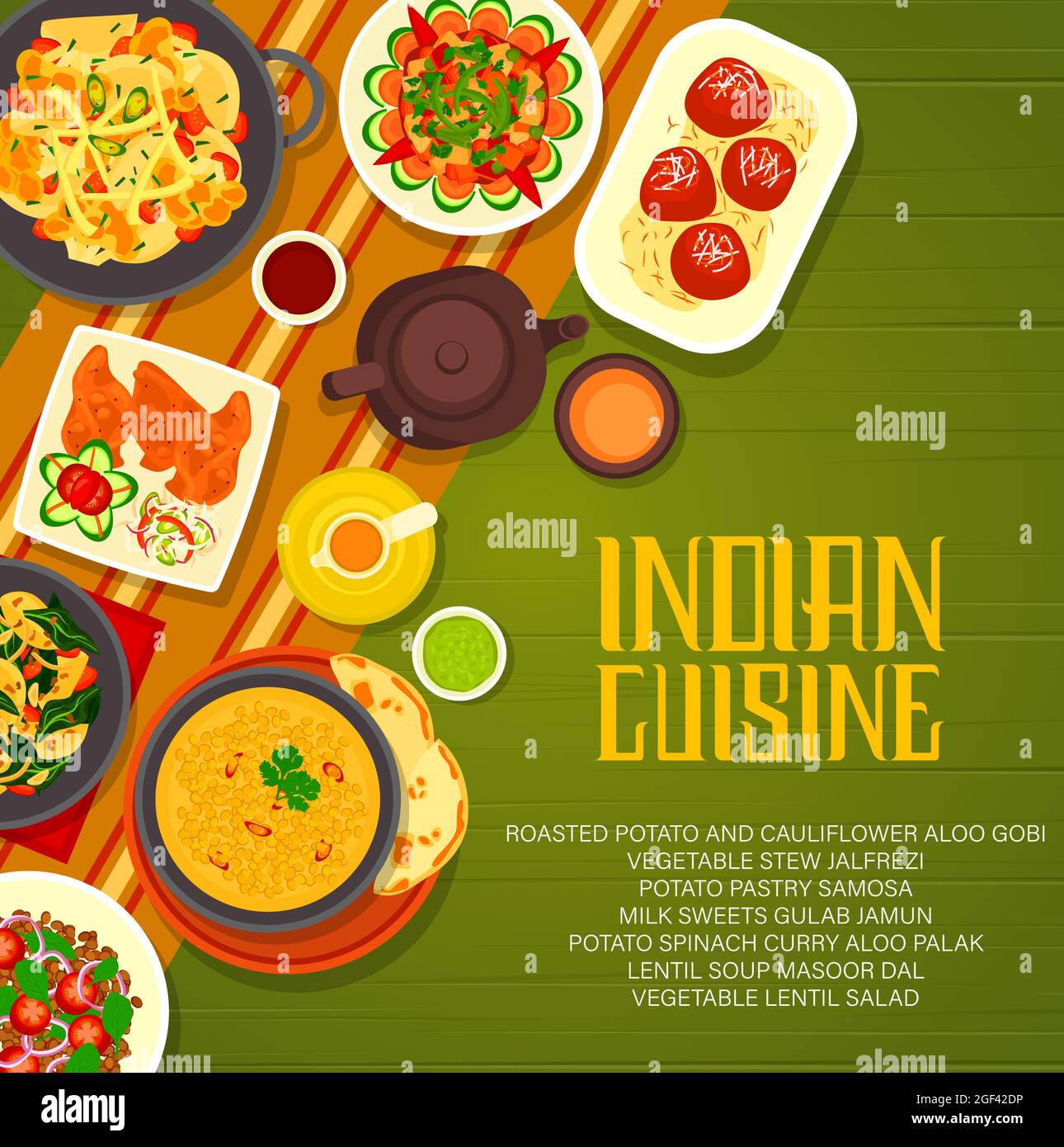 Indian restaurant menu cover with vector spice food of vegetables and ...