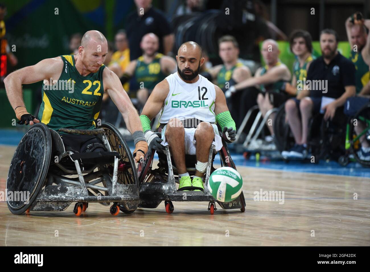 Wheelchair Rugby , between the Brazil x Australia teams , in the ...