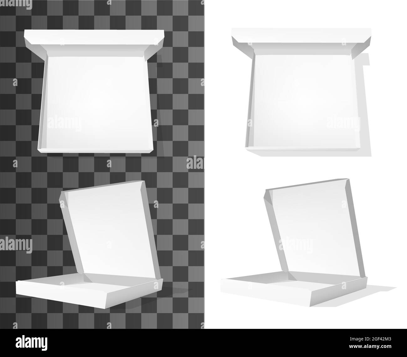Pizza box packaging, food cardboard pack, vector realistic isolated ...
