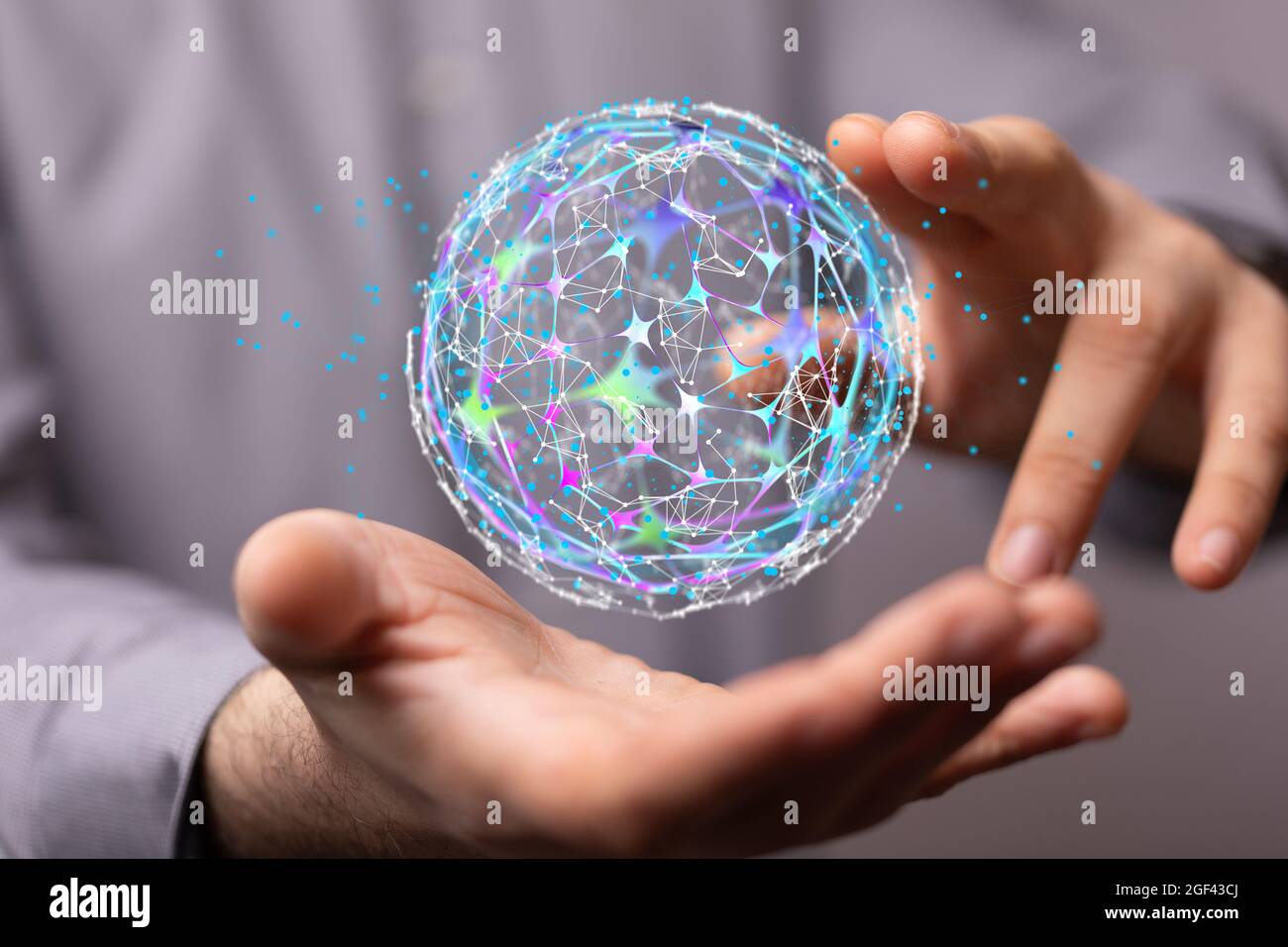 3D networking bubble above a hand Stock Photo - Alamy