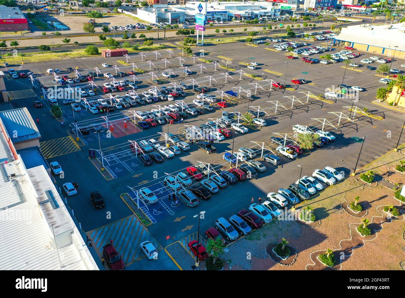 Walmart and car parking on the Paseo Río Sonora or Vado del Rio Sonora ...
