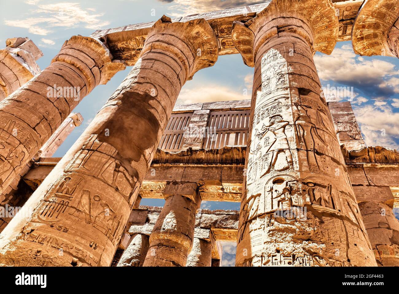 Columns of the Great Temple of Amun, Karnak, Luxor, Egypt Stock Photo ...