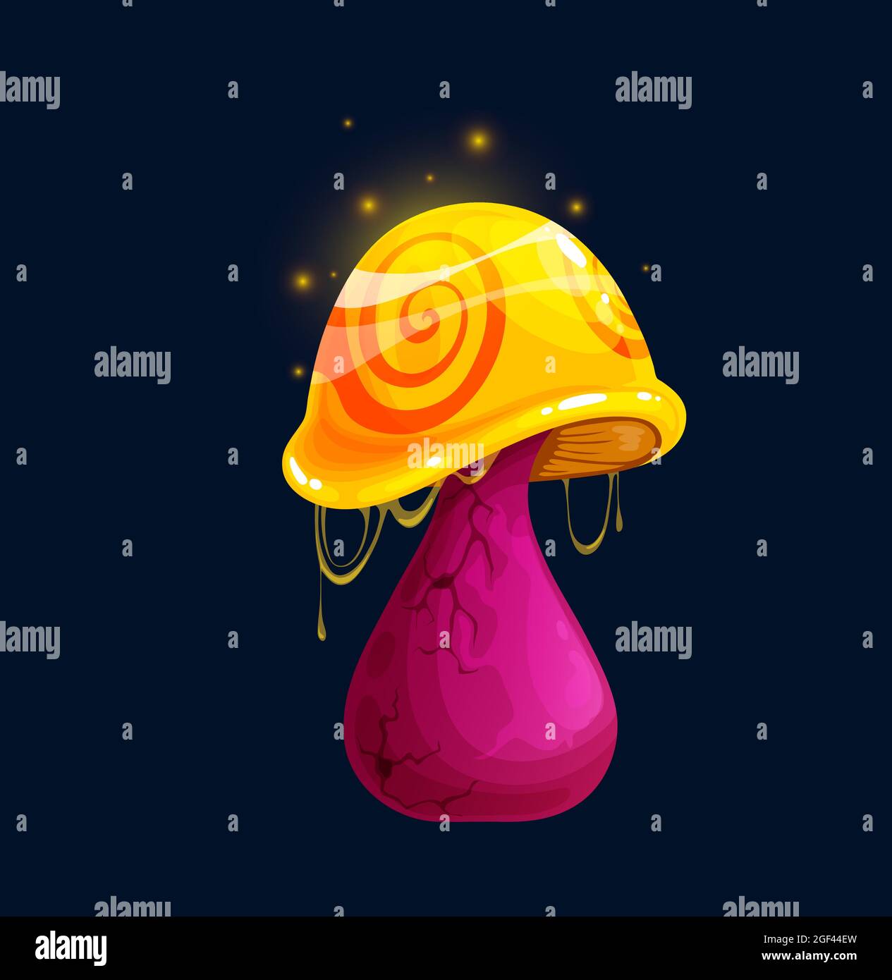 Fantasy magic toxic cartoon mushroom, poisonous amanita or luminous ...