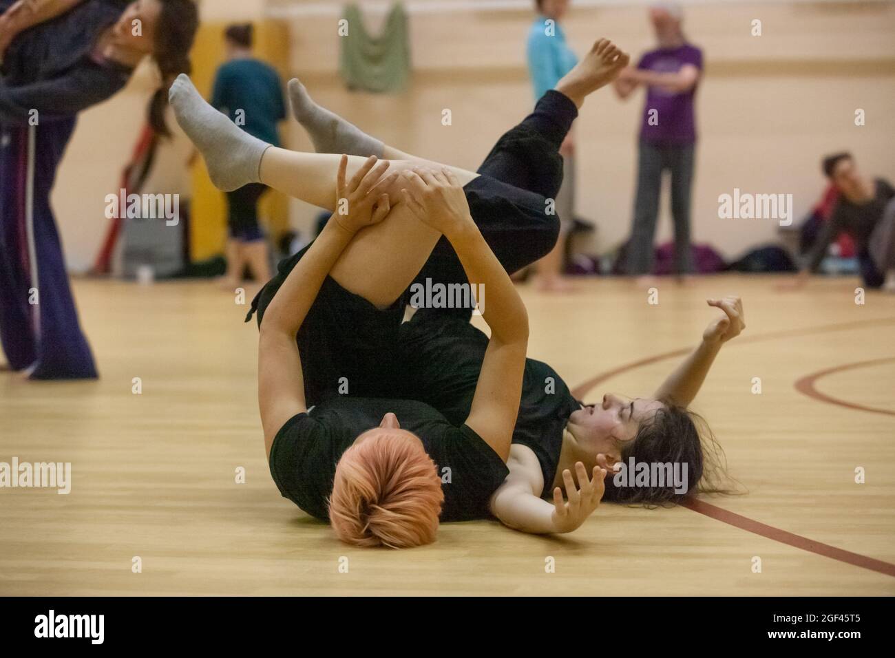 couple dancers move in contact improvisation performance Stock Photo ...
