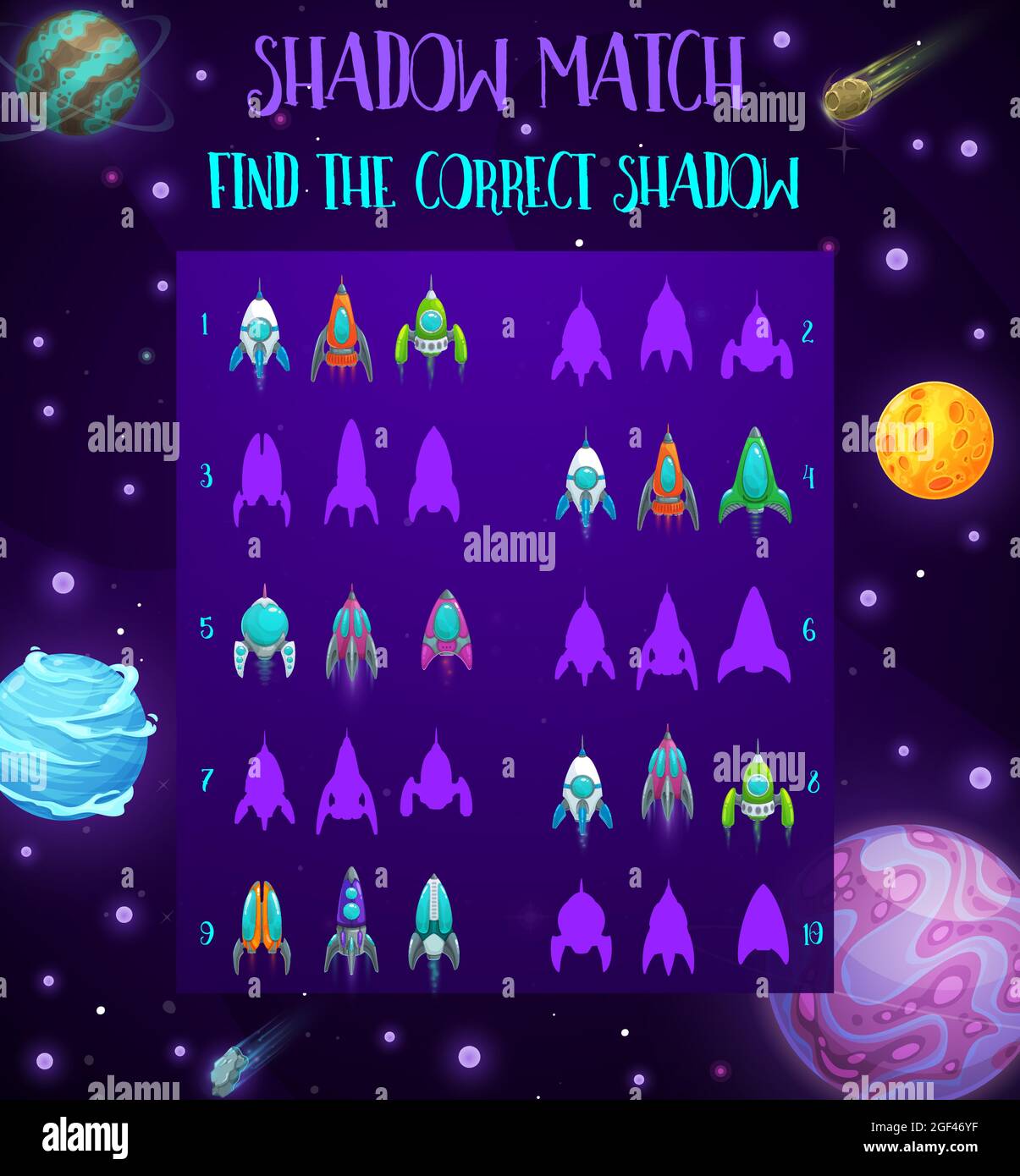Galaxy spaceships kids maze game, space vector riddle with rockets ...