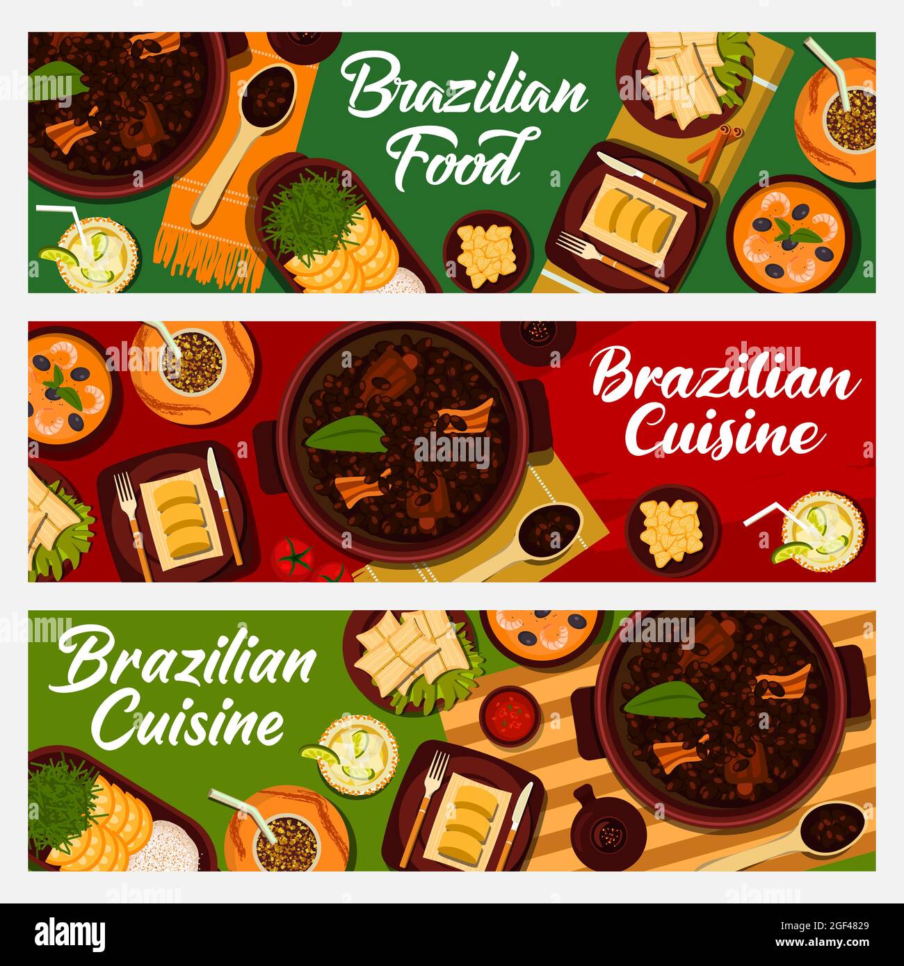 Brazilian food vector orange rice, sweet corn mush pamonha, potato ...