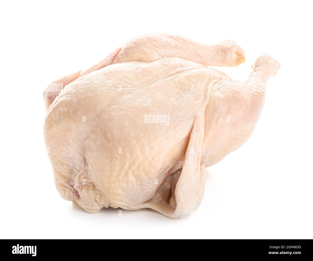 Whole raw chicken on white background Stock Photo - Alamy
