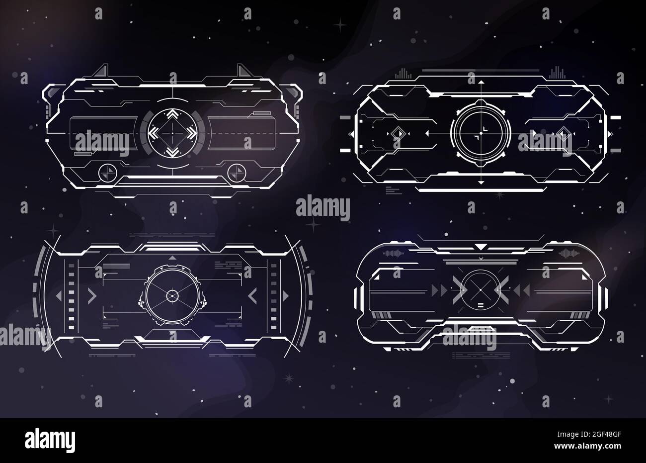 HUD aim control frame interface, futuristic target screen, vector dashboard background. HUD ...