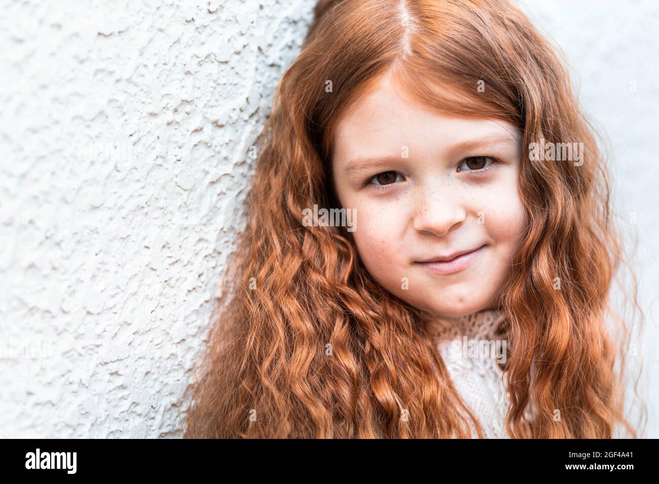 Close-up portrait of a cute, little, ginger freckled girl Stock Photo ...