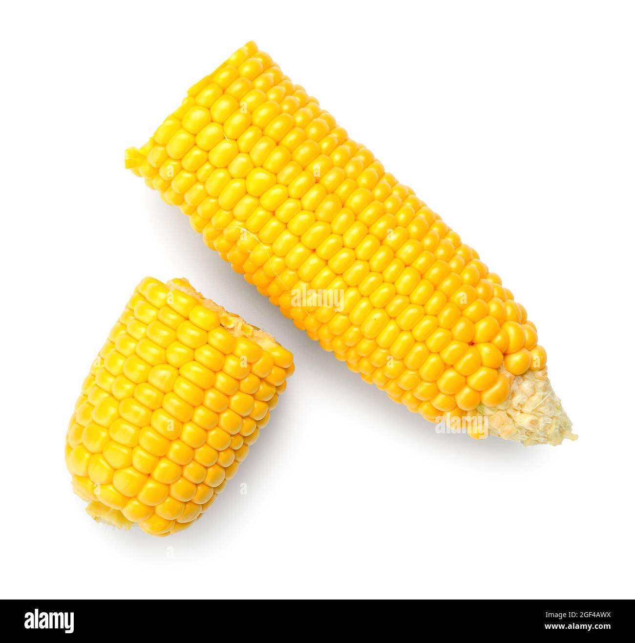 Fresh cut corn cobs on white background Stock Photo - Alamy