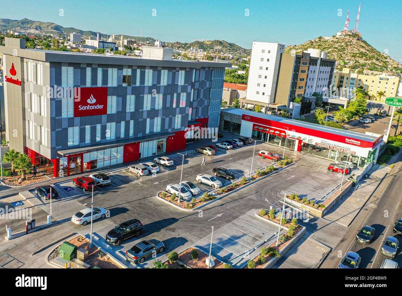 Santander Bank. Santander México business building on Vado del Rio in ...