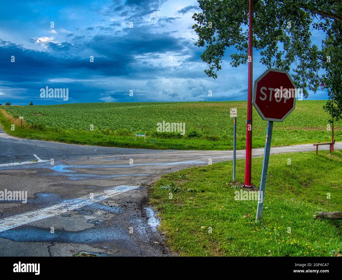 Stop sign country road intersection hi-res stock photography and images ...