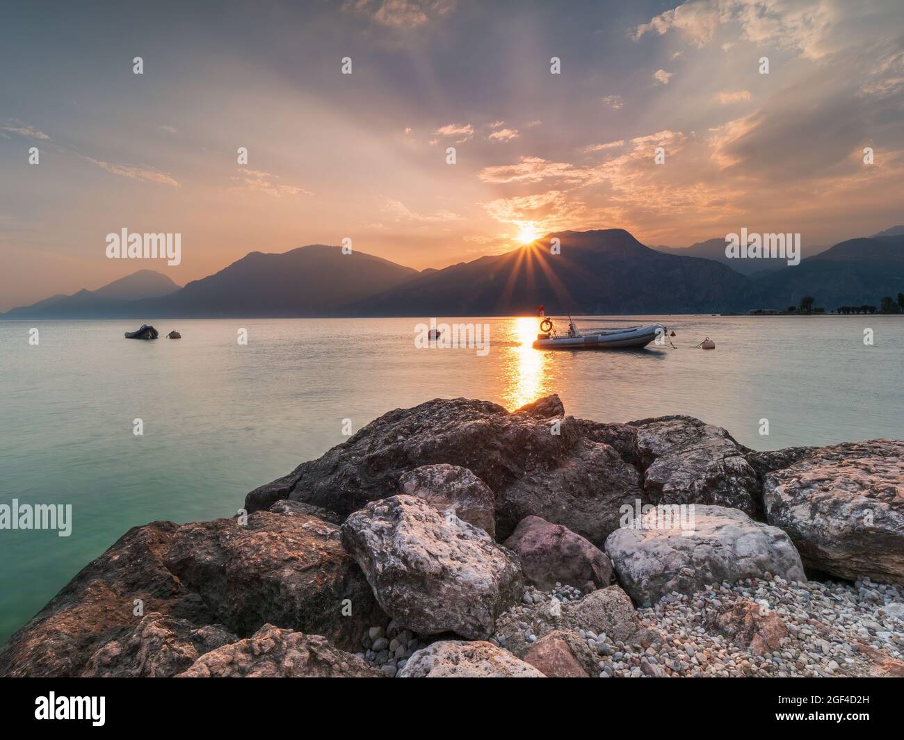 Italian Lake Sunset View Stock Photo - Alamy