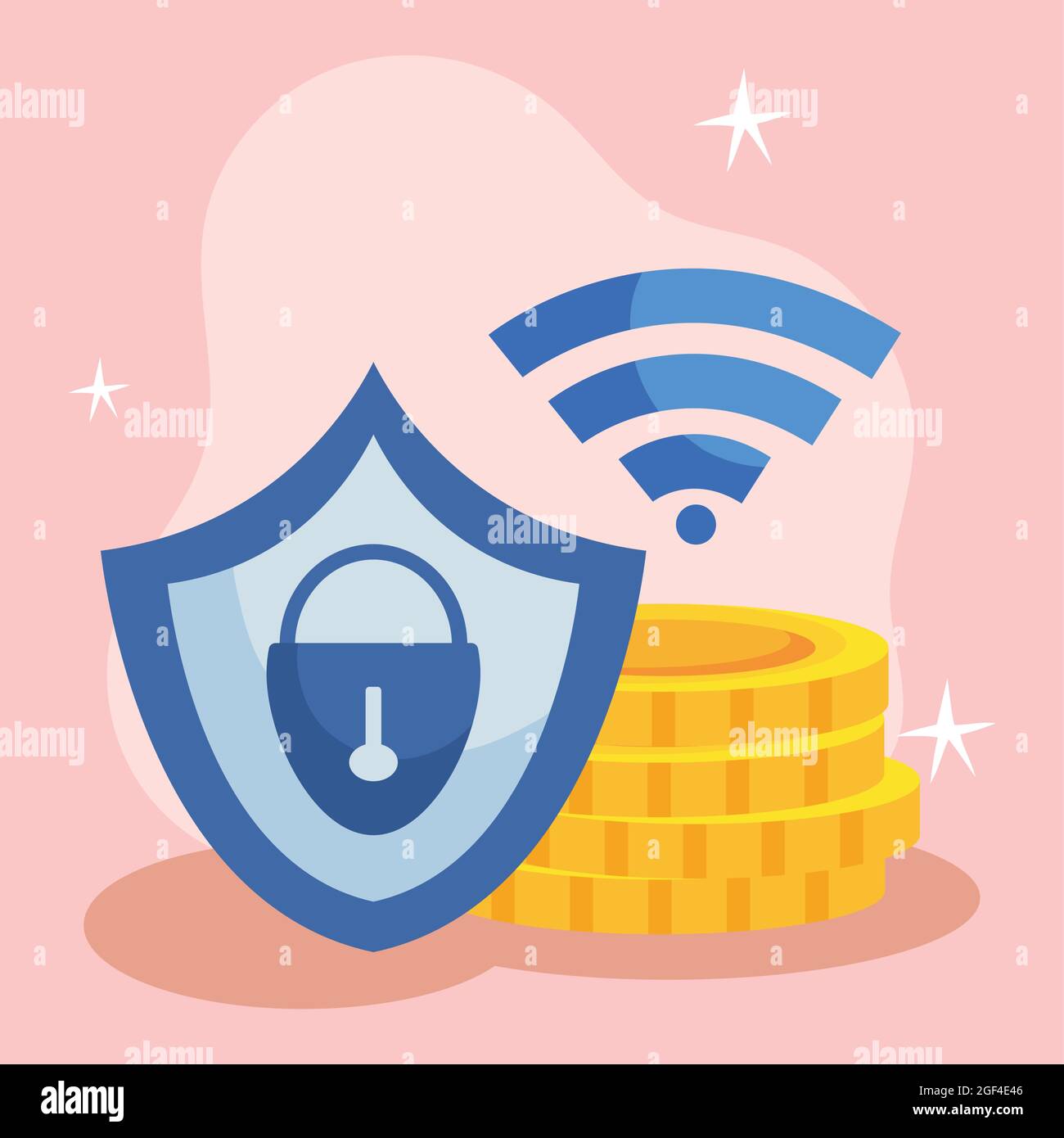 NFC illustration with shield and coins Stock Vector Image & Art - Alamy