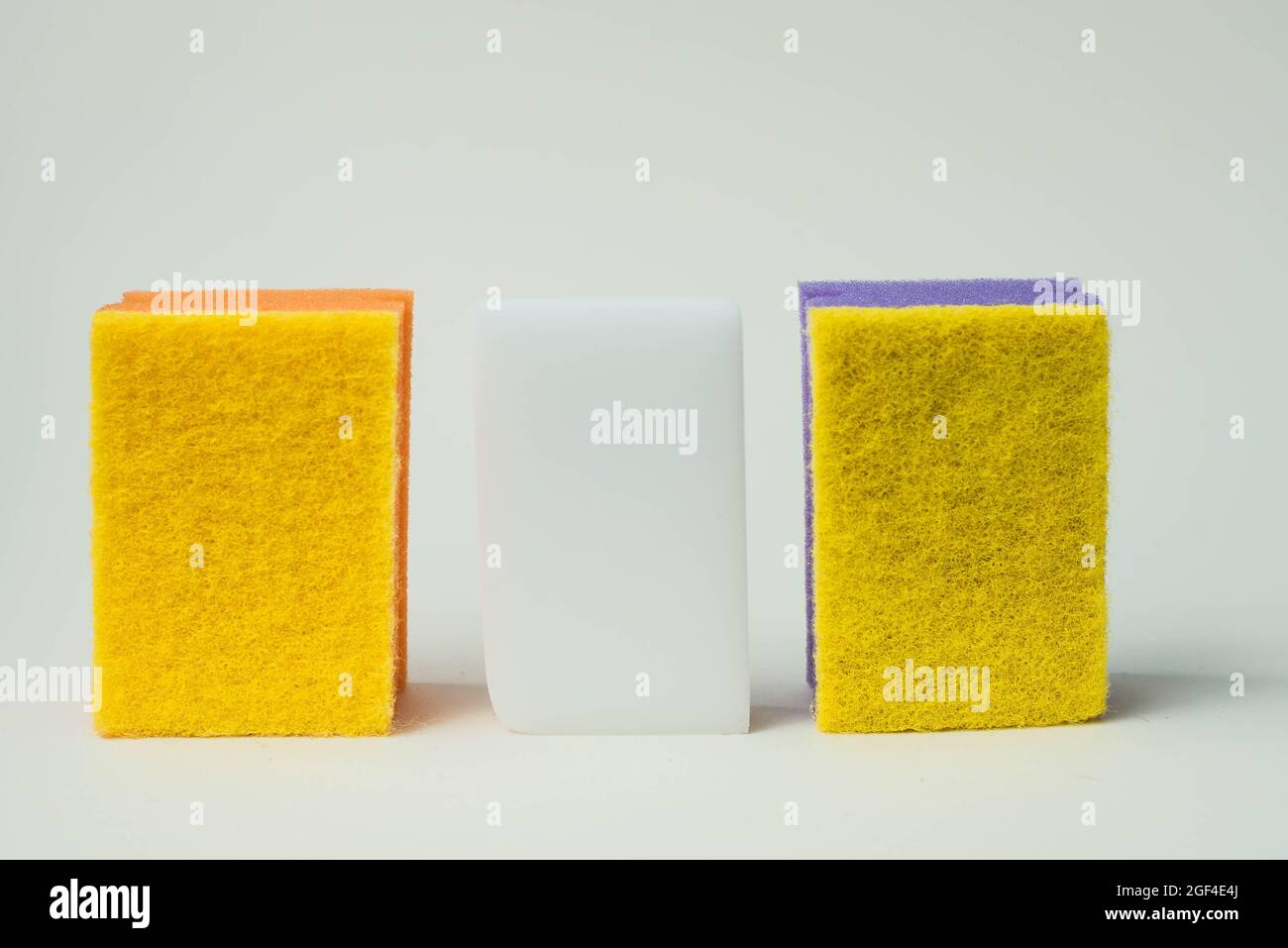 cleaning sponges on a white background. The concept of cleaning ...