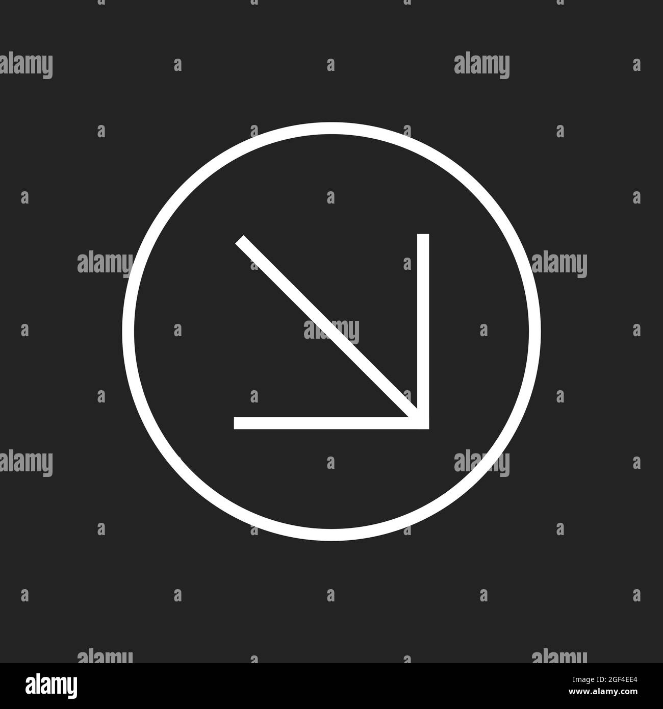 Simple Diagonal Downward Right Arrow. Isolated Swipe Icon for Social ...