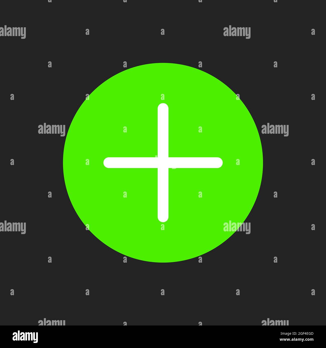White Plus on Green Rounded Background. Isolated Simple Icon. Vector ...