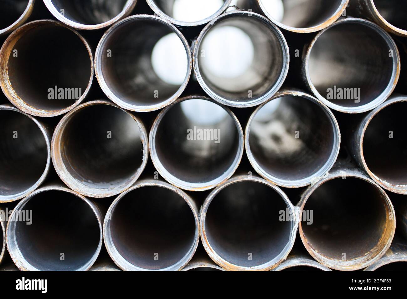 Geological exploration. Steel pipes (boring tube) for drilling the ...