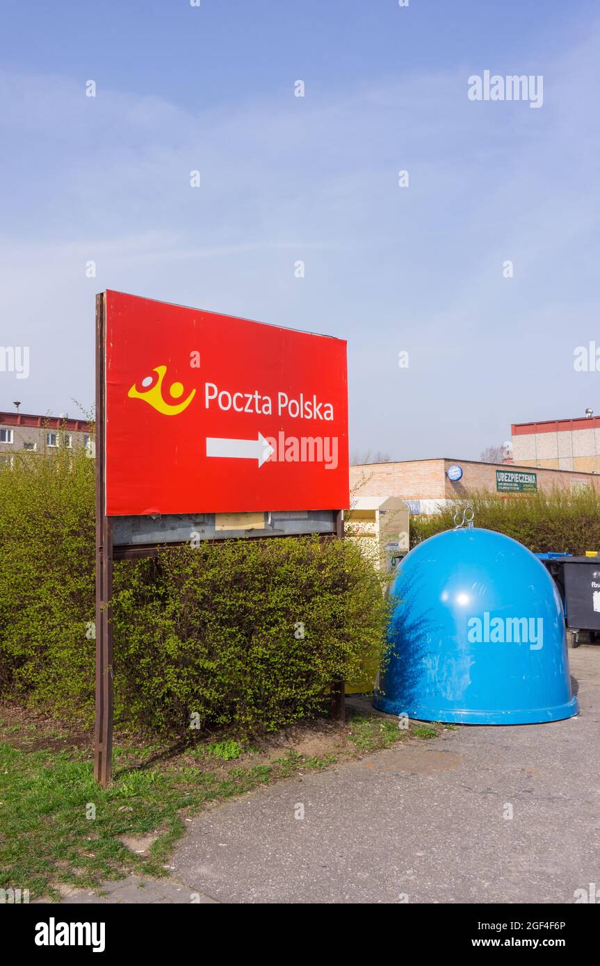 POZNAN, POLAND - Apr 04, 2016: A vertical shot of a "Poczta Polska ...