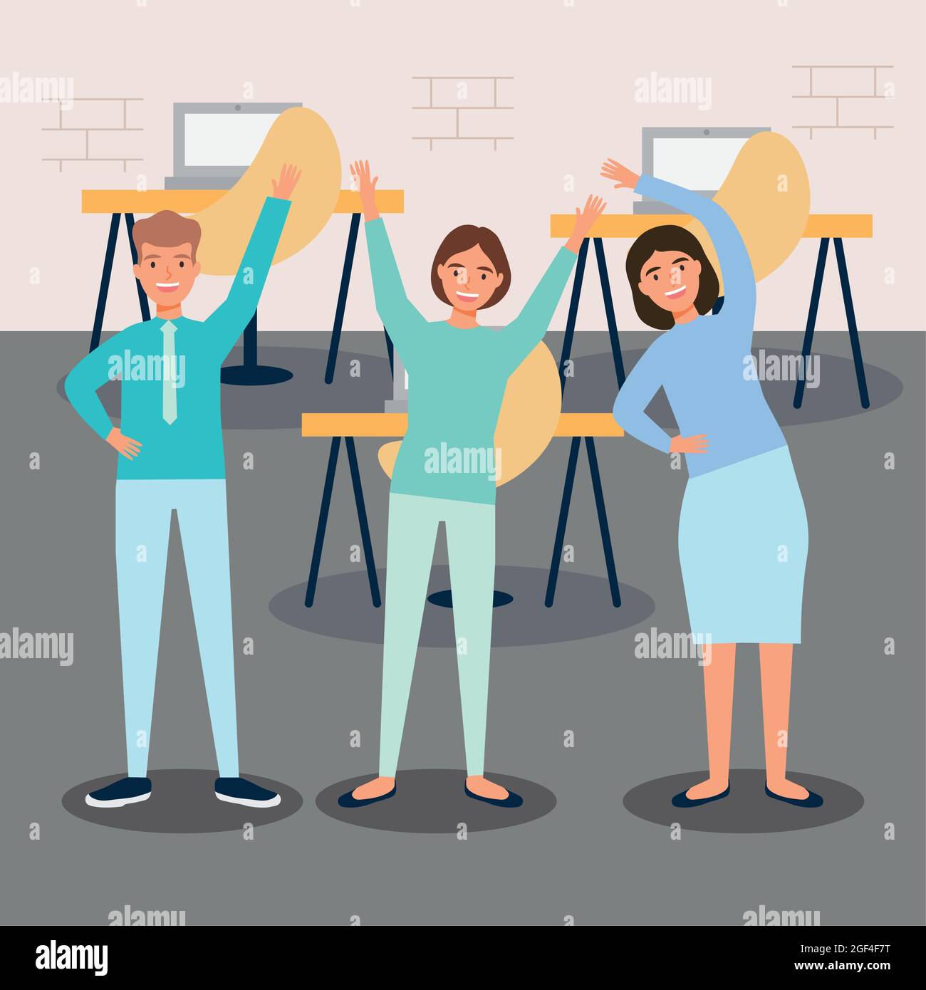 office active breaks illustration with people stretching Stock Vector ...