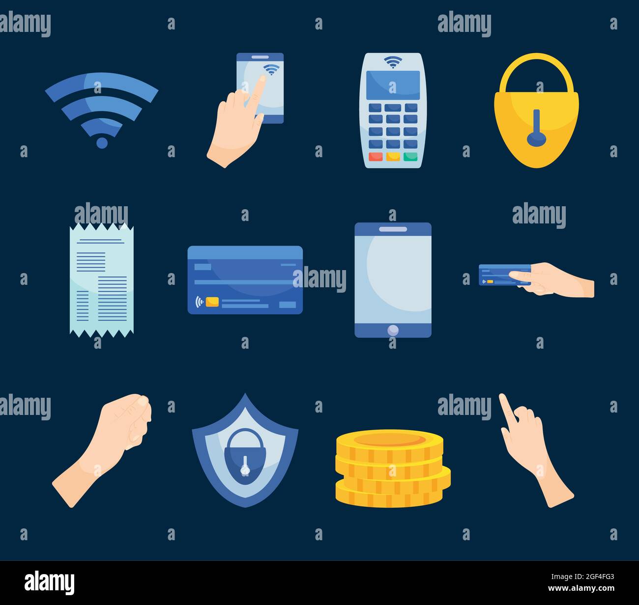 contactless technology payments icons collection Stock Vector Image ...