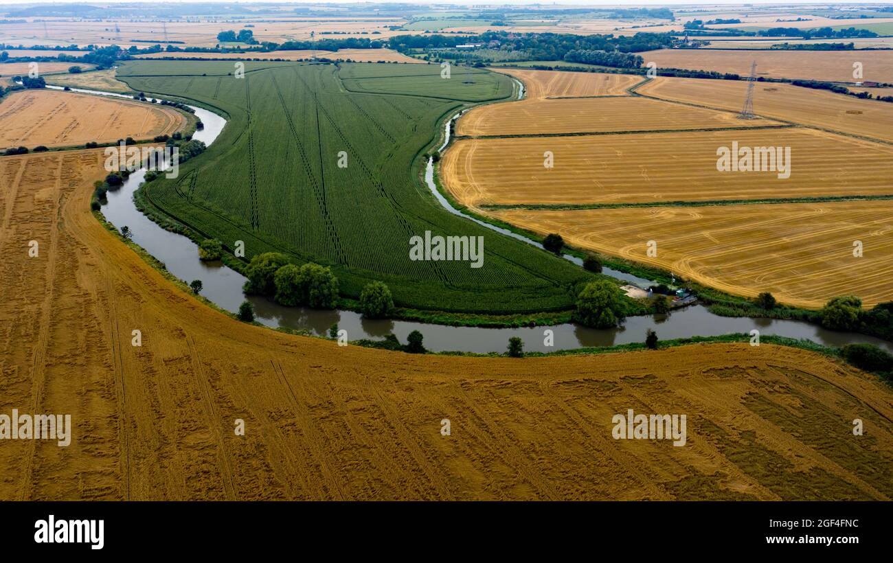 Aerial view over the Stourmouth Valley and the Sarre Marshes, Kent ...