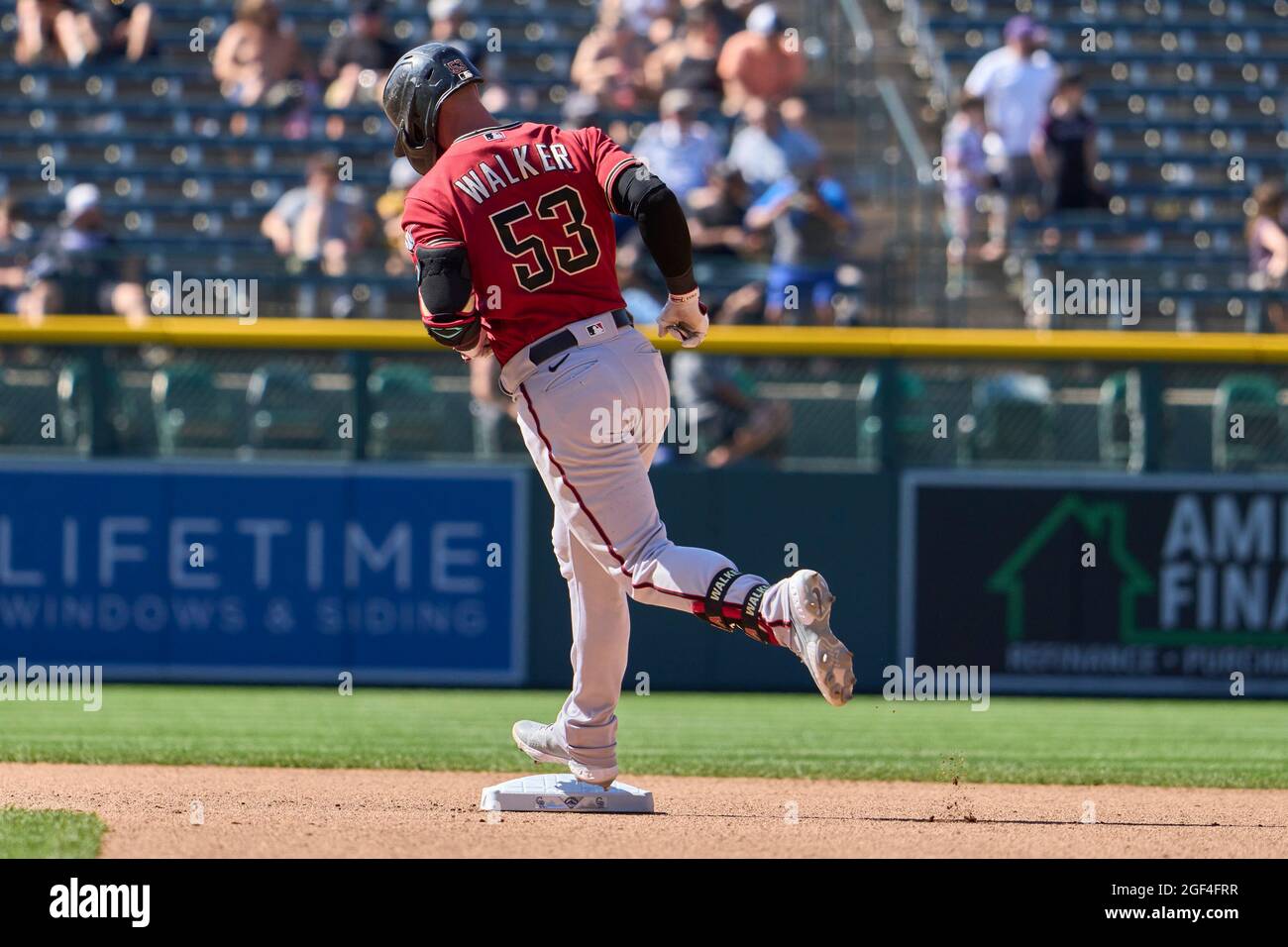 August 22 2021: Arizona first baseman Christian Walker (53) hits a ...