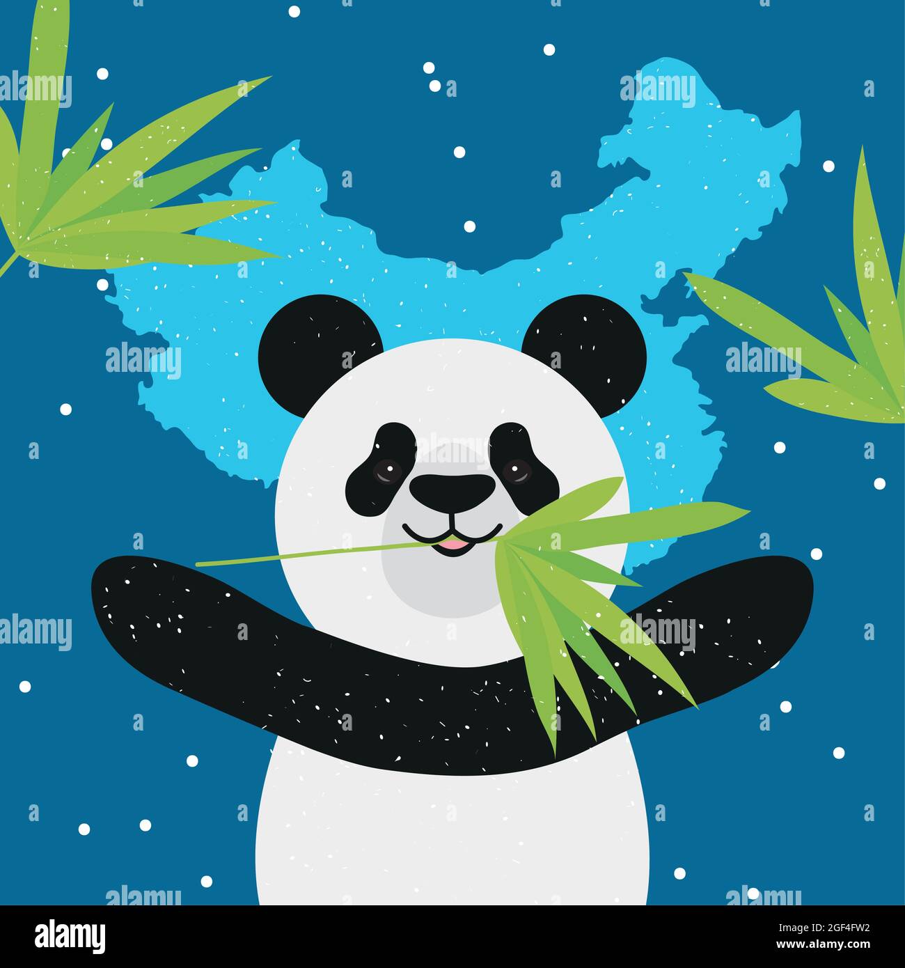 panda bear with bamboo over map chinese Stock Vector Image & Art - Alamy