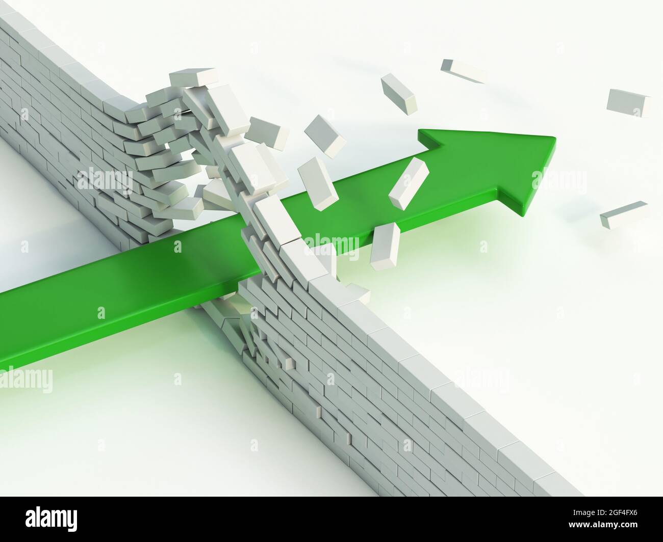 Arrow breaking brick wall abstract 3d illustration - power solution ...