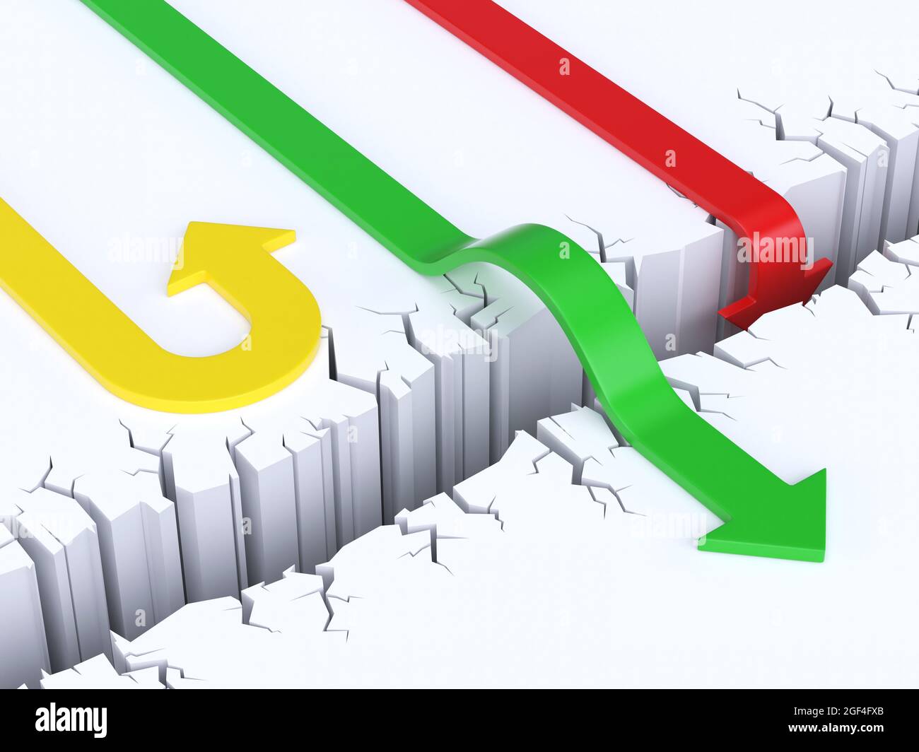3d arrows crossing or failing to cross obstacle, success or failure ...