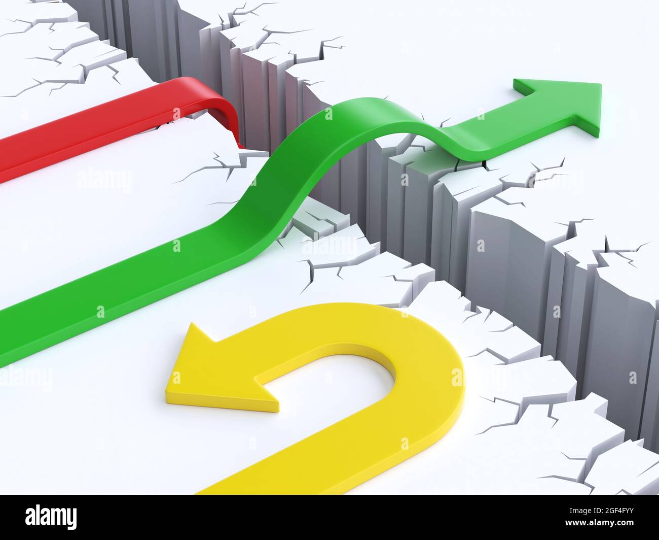 3d arrows crossing or failing to cross obstacle, success or failure ...